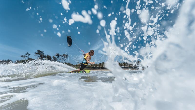 Kite surfing. stock photo. Image of ocean, kiteboarding - 86572430