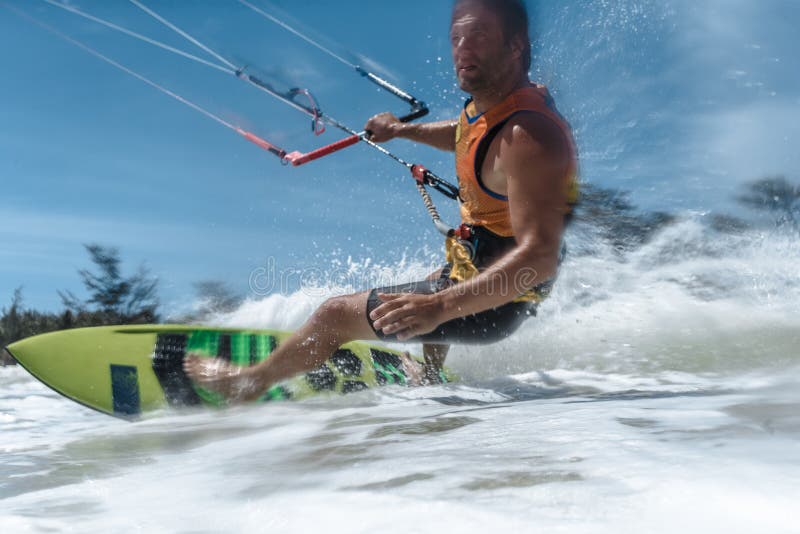 Kite surfing. stock photo. Image of sailing, boarding - 86571720