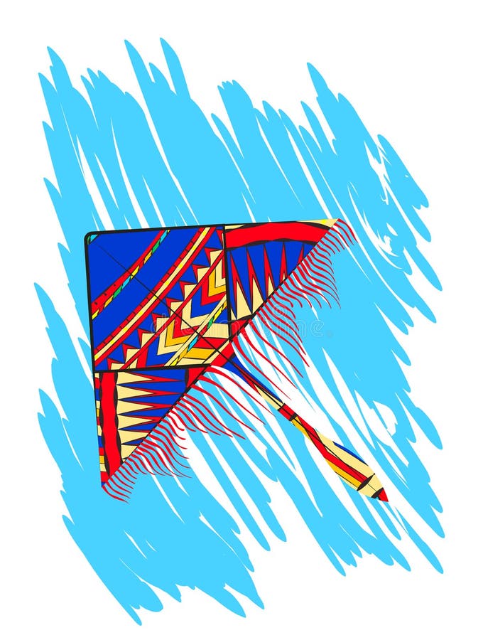 Kite up in the clouds. stock illustration. Illustration of background ...