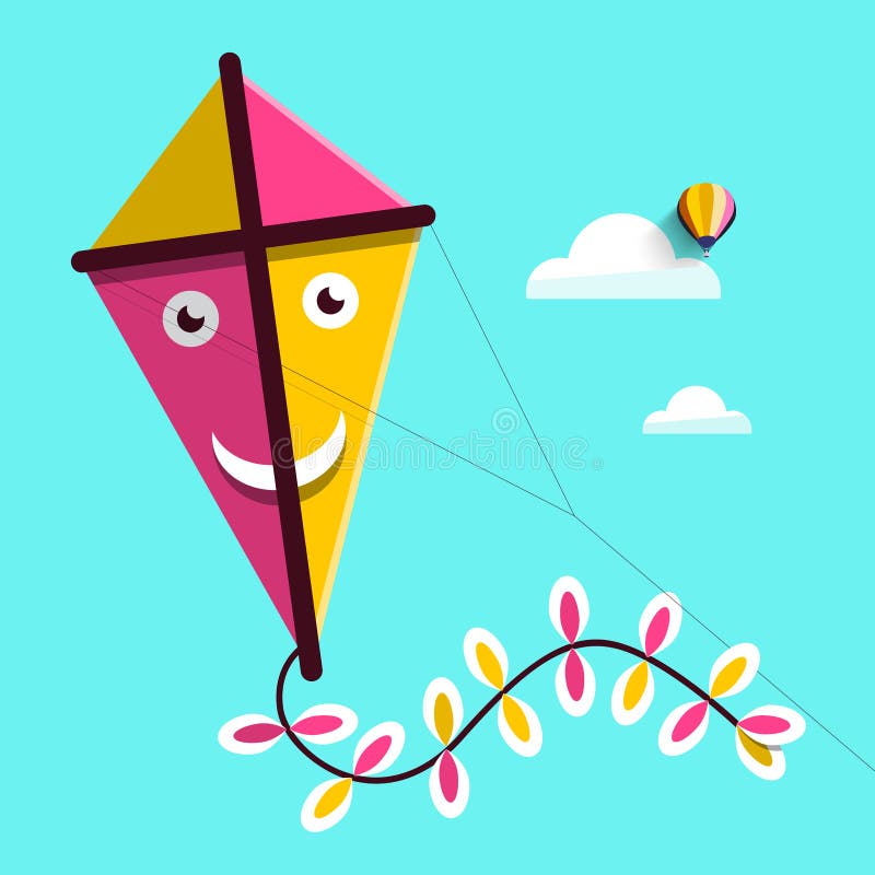 Kite Up the Sky. Vector Illustration Stock Vector - Illustration of ...
