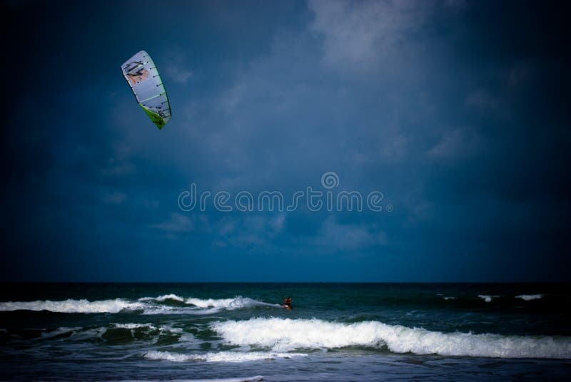 Kiteboarding As a Storm Rolls in Stock Image - Image of kiteboarding ...