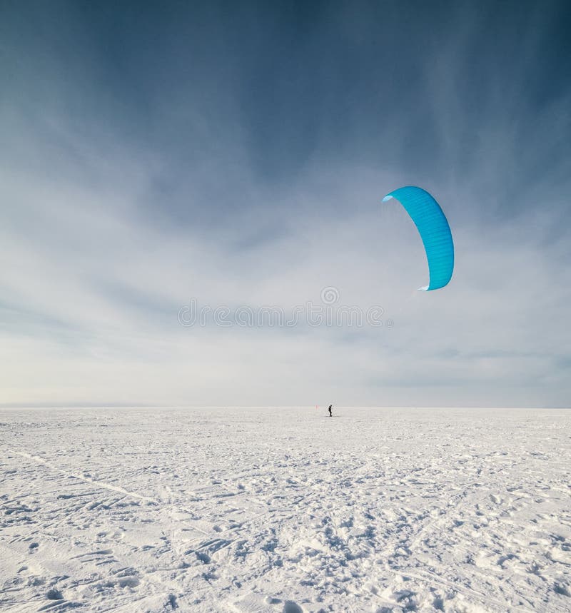 Kiteboarder on snow stock image. Image of surfing, weather - 29899345