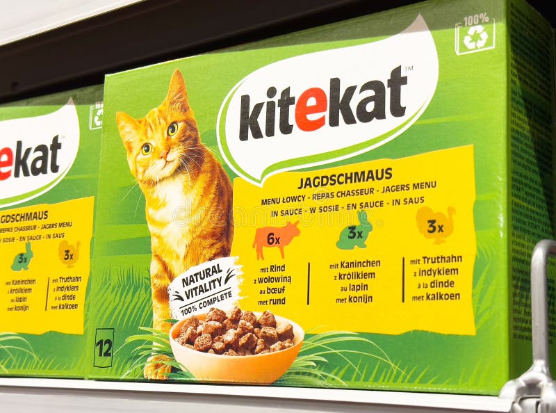 Kitekat Cat Food Packaging with Orange Cat and Nutritional Details on ...