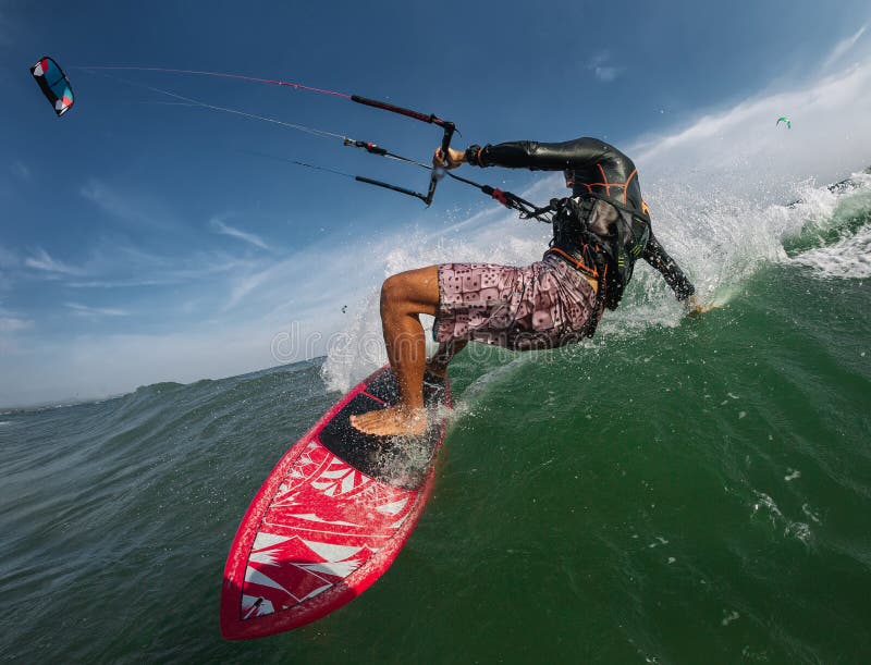 Kiter rides board stock image. Image of athletic, acrobatic - 96805993