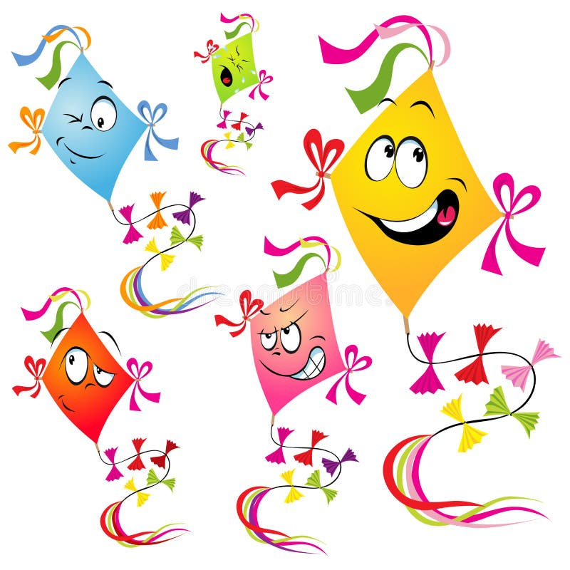 Cartoon Kite Smiling Face stock vector. Illustration of yellow - 26876717