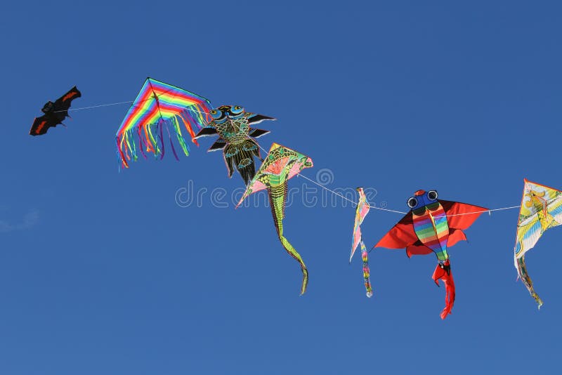Kites Flutter Free High in Sky Blue Stock Image - Image of rapture ...
