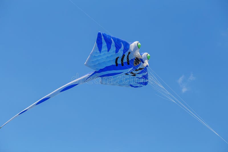 Kites Flying in a Blue Sky. Kites of Various Shapes Stock Image - Image ...
