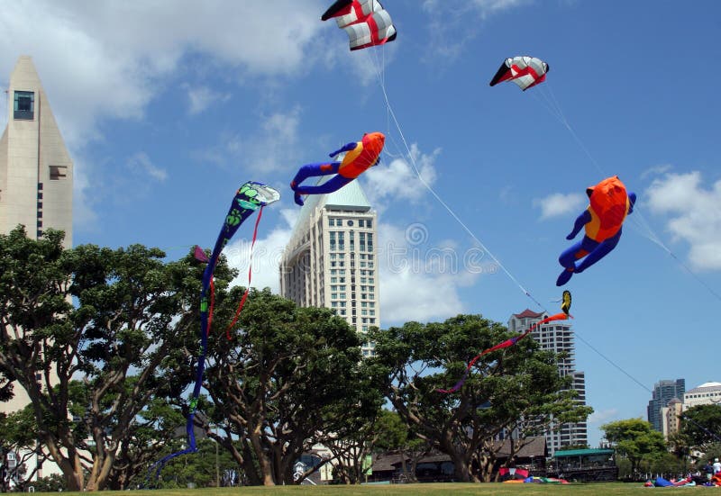 Kites in the park stock image. Image of buildings, dramatic - 107711