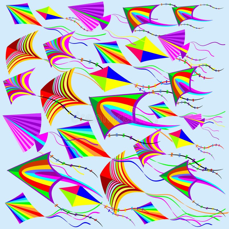 Kites Rainbow Colors in the Wind Stock Vector - Illustration of china ...