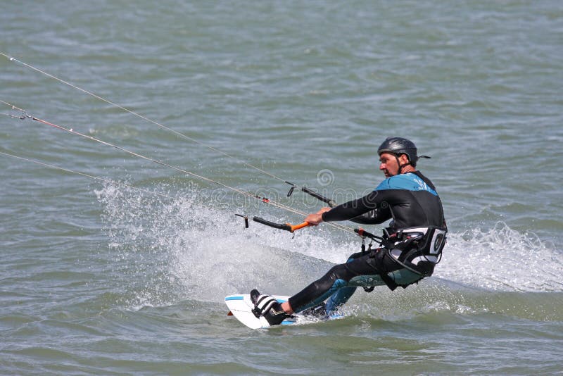 Kitesurfer Edging on His Board Stock Image - Image of speed, extreme ...