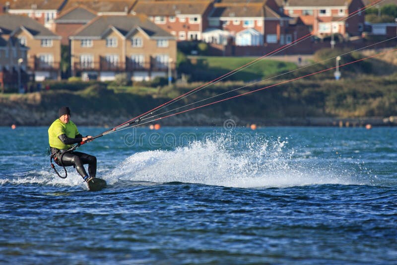 Kitesurfer in Portland Harbour Stock Photo - Image of surf, sport: 63510226