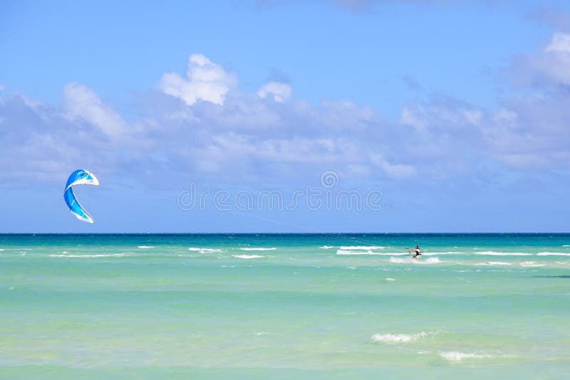 Kitesurfing on the Coast of Cuba. Stock Image - Image of interest ...