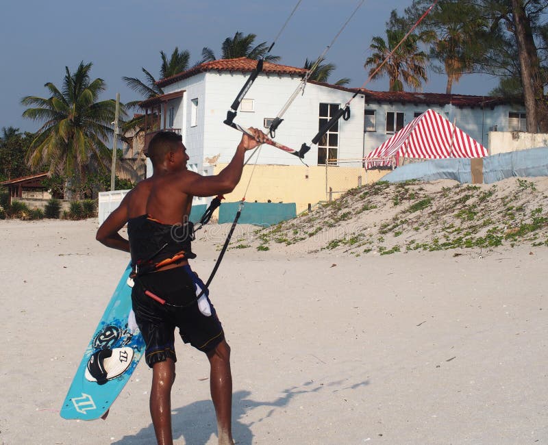 Kitesurfing in Cuba editorial photo. Image of hobby, freestyle - 52484796