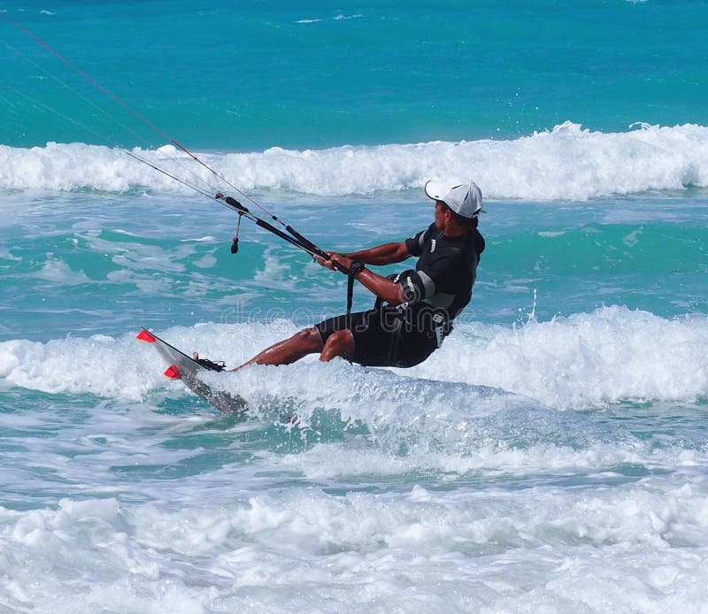 Kitesurfing in Cuba editorial photography. Image of blue - 52484827