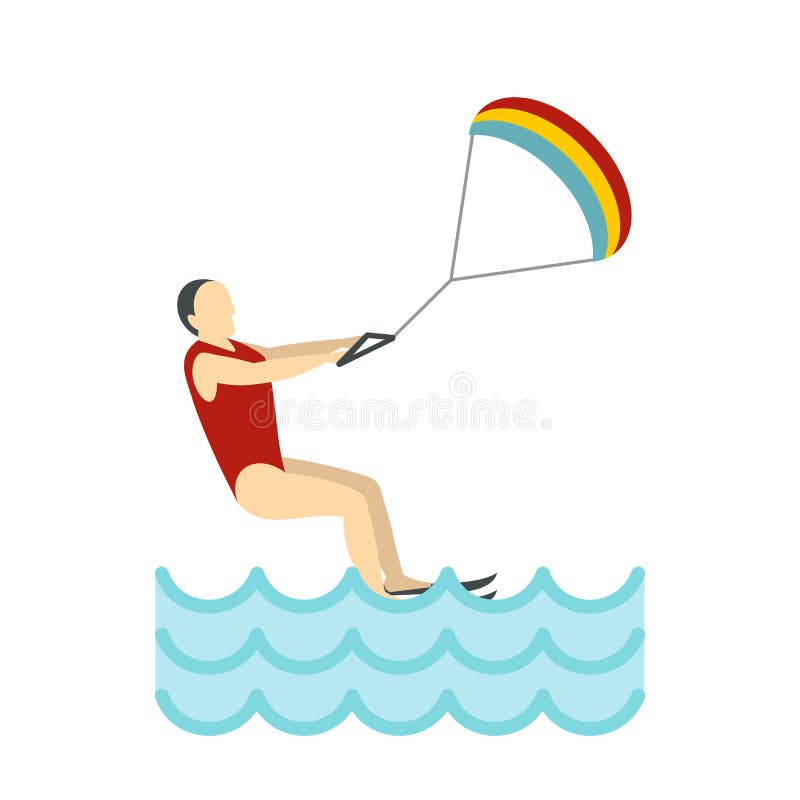 Kitesurfing Icon, Flat Style Stock Vector - Illustration of ...