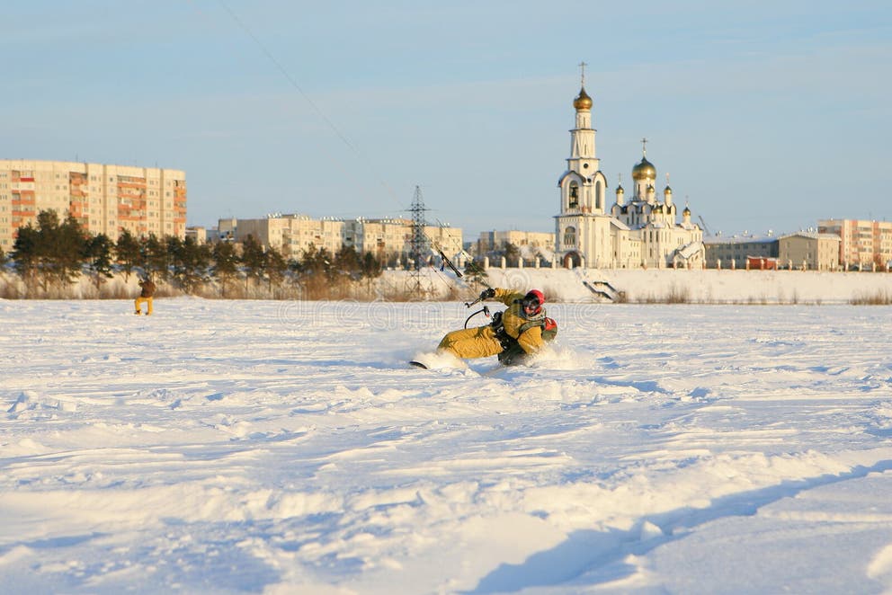 Kiting stock photo. Image of kiting, church, siberia, kitesurf - 7504232
