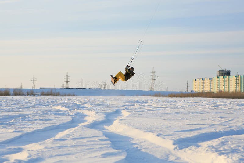Kiting stock photo. Image of lake, snow, kitesurf, russia - 7504290