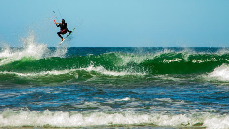 Kiting in Atlantic Ocean stock photo. Image of coast - 102928764