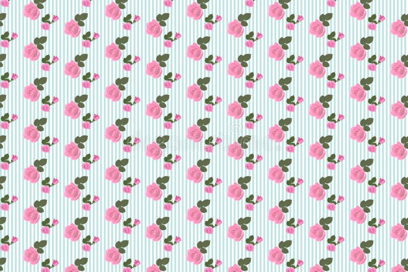 Kitsch Floral Pattern Wallpaper with Roses Stock Illustration ...