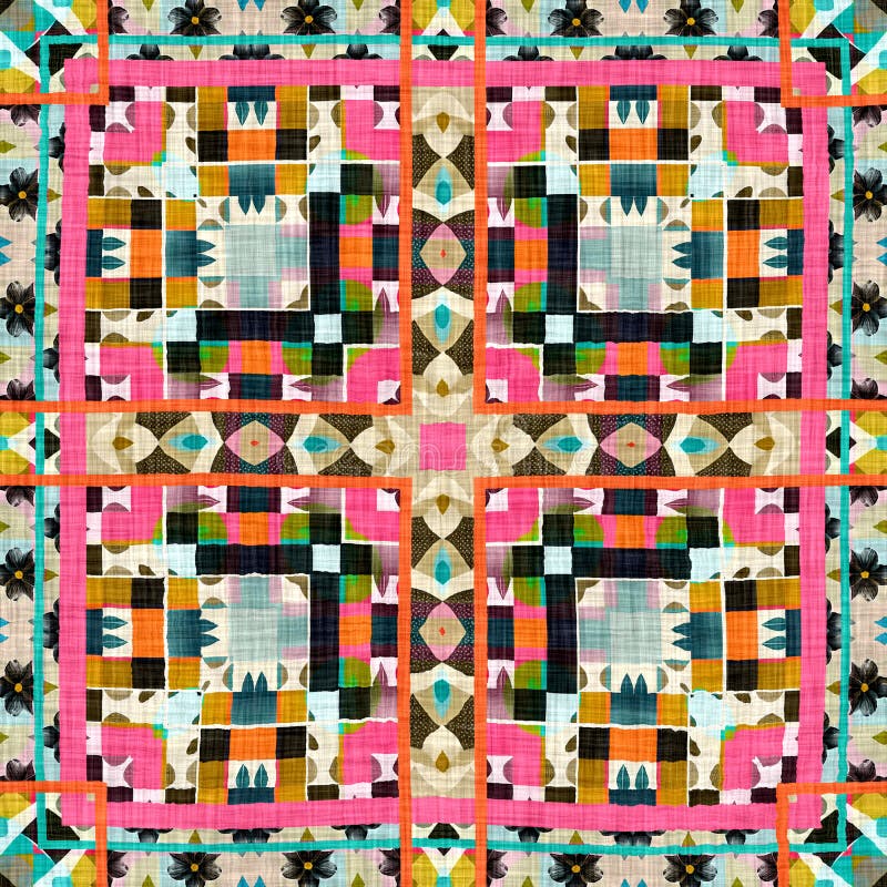 Kitsch Pattern Geometric Retro Design in Seamless Background. Trendy ...