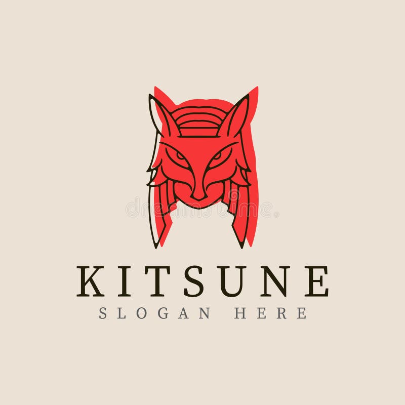 Kitsune Mask Line Art Logo Vector Illustration Template Design Stock ...