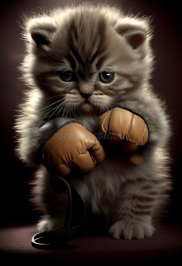 Kitten in Boxing Gloves. AI Generated Stock Illustration - Illustration ...