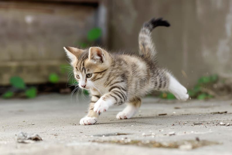 A Kitten Chasing Its Own Tail in Circles and Falling Over Stock Image ...