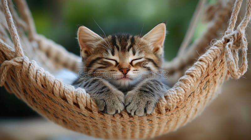 Kitten Chilling in Hamock, Cat Wallpaper Stock Photo - Image of playful ...