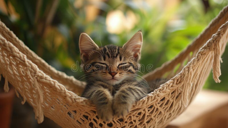 Kitten Chilling in Hamock, Cat Wallpaper Stock Photo - Image of ...