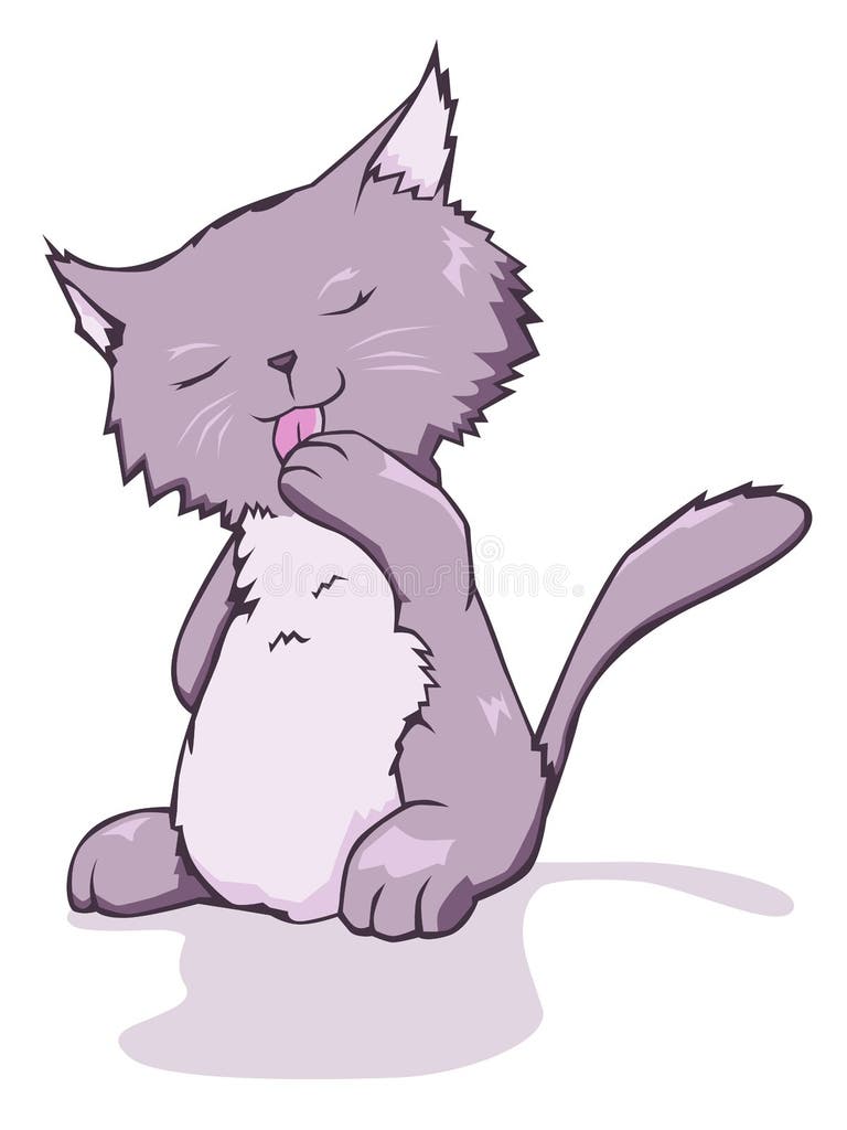 Cat Cleaning Itself Cartoon Stock Illustrations – 34 Cat Cleaning ...