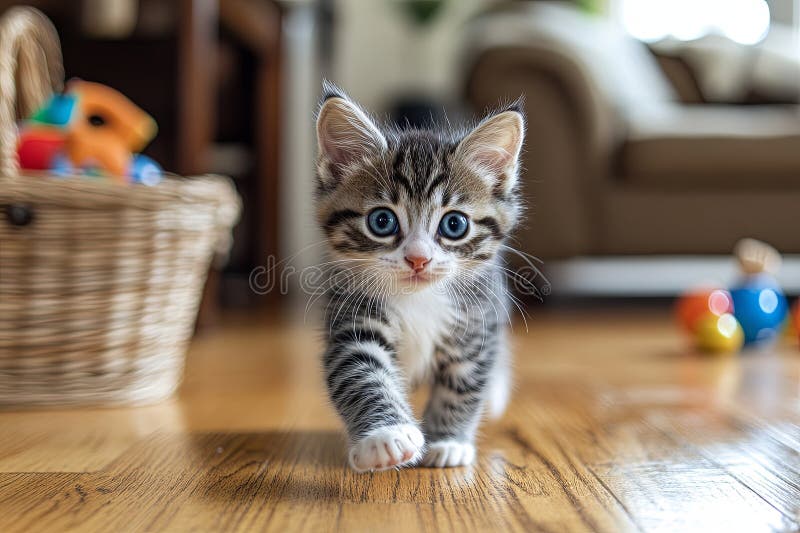 Kitten Exploring a New Home Quality. Stock Photo - Image of felino ...