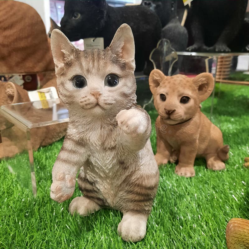 1 Kitten Figure and 1 Lion Cub Figure Stock Photo - Image of lion ...