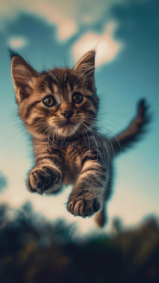 A Kitten is Flying through the Air Stock Photo - Image of domestic ...
