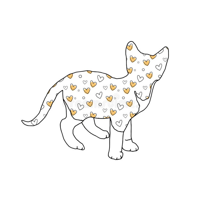 Cat with Hearts Pattern Illustration Stock Illustration - Illustration ...