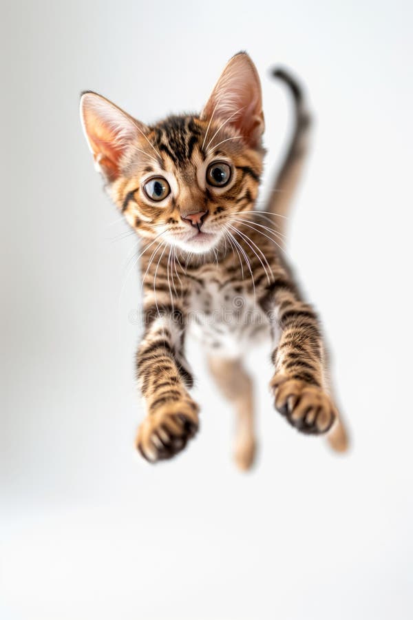 A Kitten is Jumping in the Air Stock Image - Image of cats, young ...