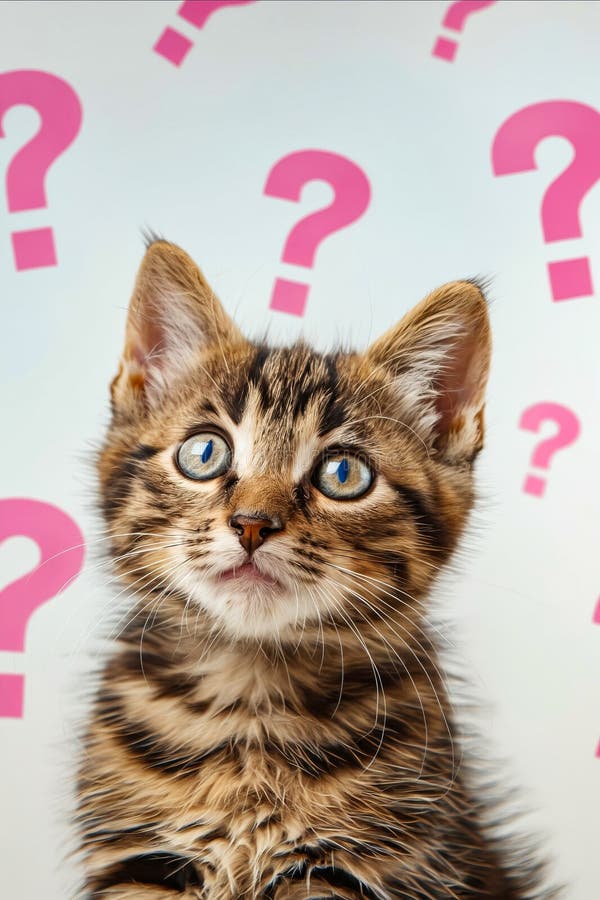 A Kitten with a Pink Background and a Pink Question Mark. Generative AI ...