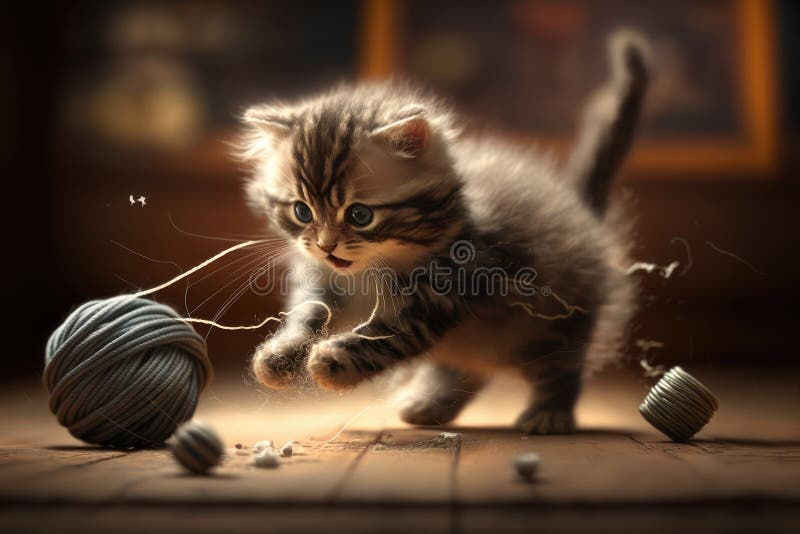 Kitten Pouncing Stock Illustrations – 166 Kitten Pouncing Stock ...