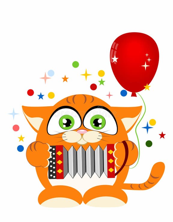 Kitten Playing the Harmonica Stock Vector - Illustration of shiny ...