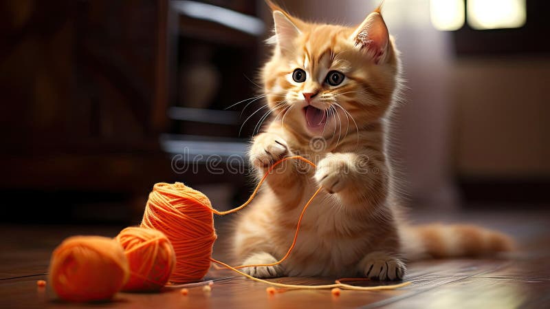 Kitten Playing with Threads Stock Image - Image of hair, white: 295657073