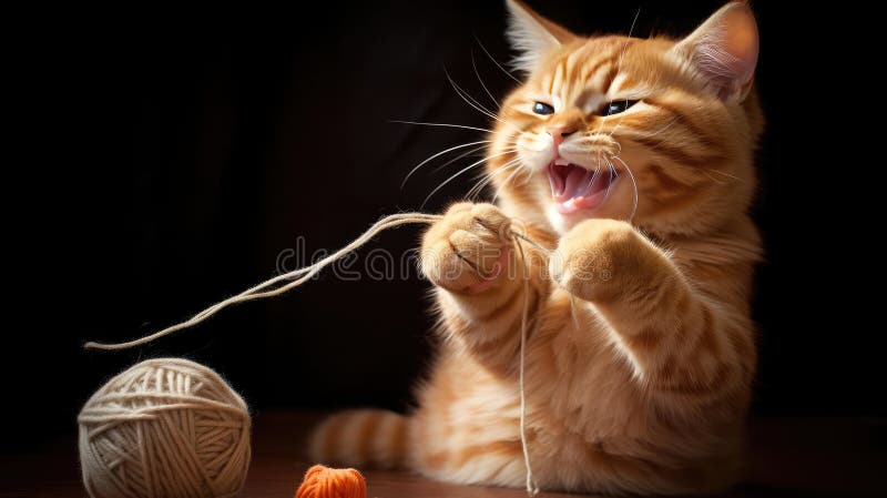 Kitten Playing with Threads Stock Photo - Image of funny, cute: 295657574