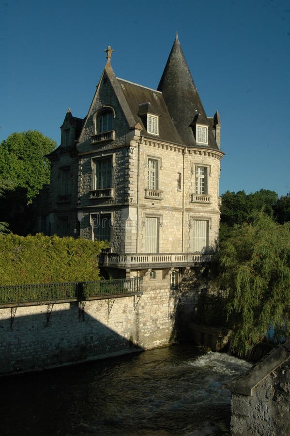 Old castle over a bridge stock image. Image of bridge - 213490065