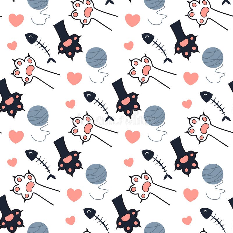Kitten seamless pattern stock vector. Illustration of design - 327208713