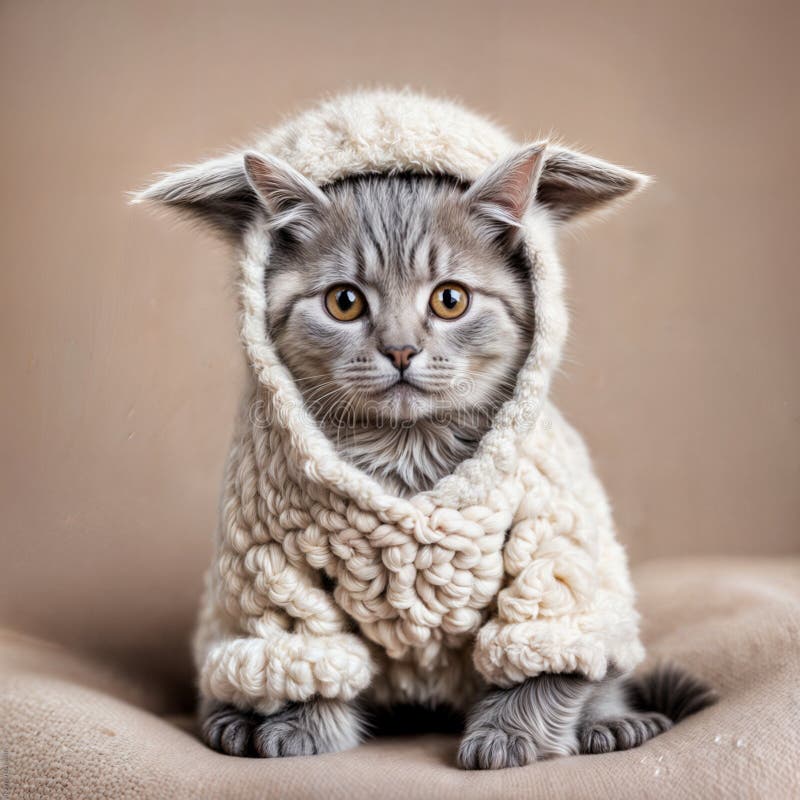 Kitten in a sheep costume stock illustration. Illustration of carnivore ...