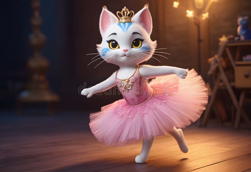 A Kitten in a Tutu Dances Ballet. AI Generated. Stock Photo - Image of ...