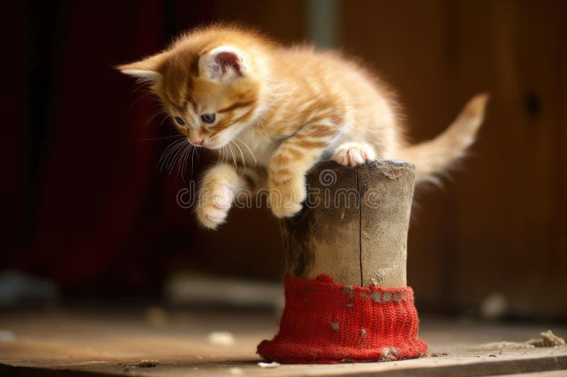 Kitten Using a Boot As a Scratching Post Stock Photo - Image of ...