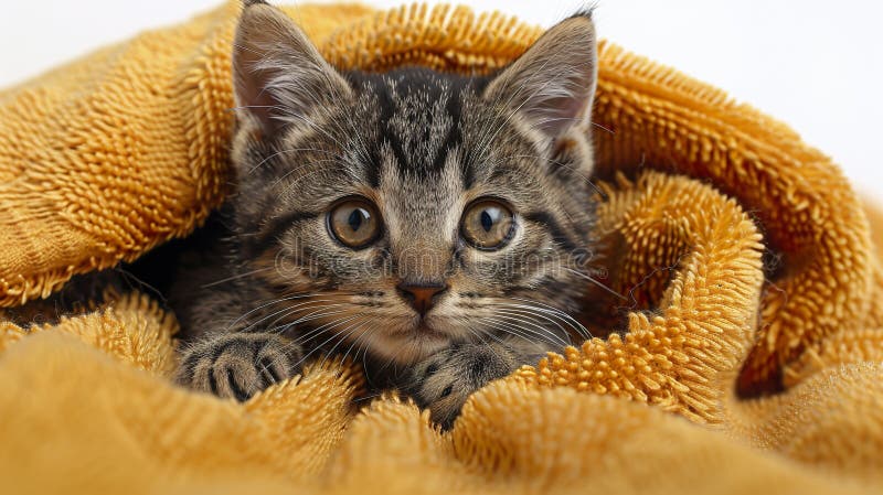 A Kitten Wrapped in a Soft Towel in a Bundle of Cuteness Stock ...