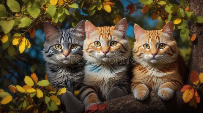 Colorful Kitty cats stock illustration. Illustration of mammal - 297110738