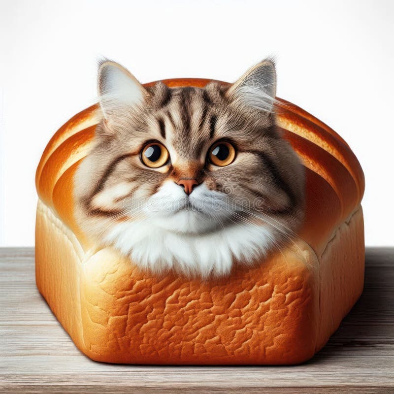 Kitty, a Fluffy Cat in the Shape of Bread. Space for Text. Stock Photo ...