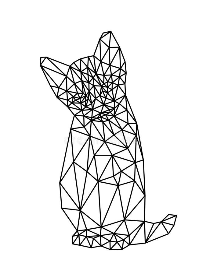 Kitty Low Poly Cartoon Character, Geometric Pet Mascot Design. Stock ...
