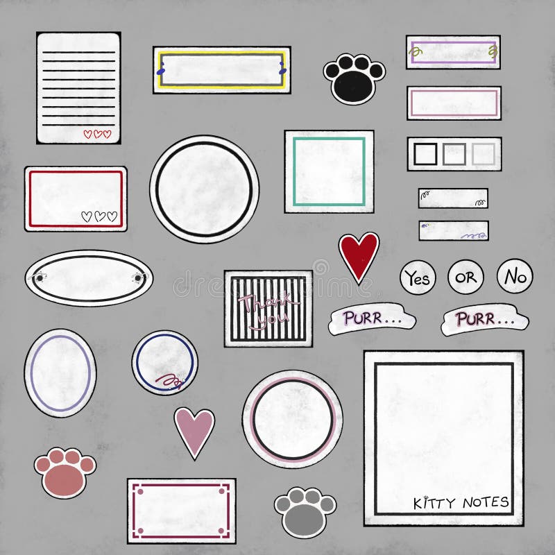 Kitty Notes Stickers Tags Collection Stock Image - Illustration of ...